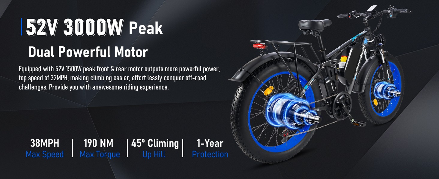 Amazon.com : 3000W Fat-Tire Electric-Bike for Adults-Women-Men - Seeker24 Dual Motor Electric ...