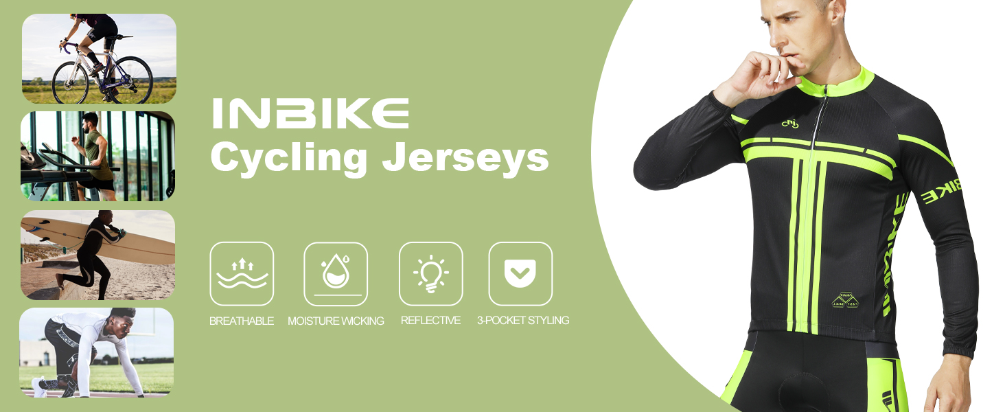 INBIKE Radtrikot Set Herren Fahrrad Trikot Langarm Radhose Fahrradbekleidung Männer mit 3D ...