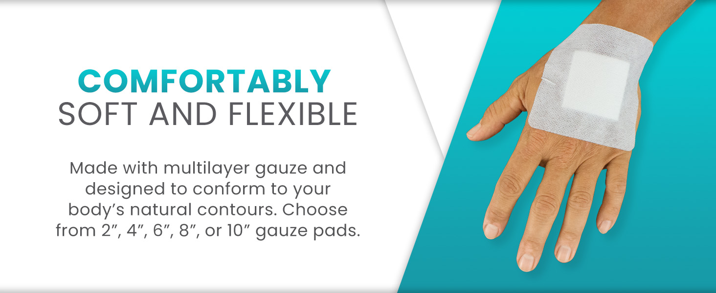 Amazon.com: Vive Care Adhesive Border Gauze 4"x8" (15pcs) - Bordered Non-Stick Island Dressing ...