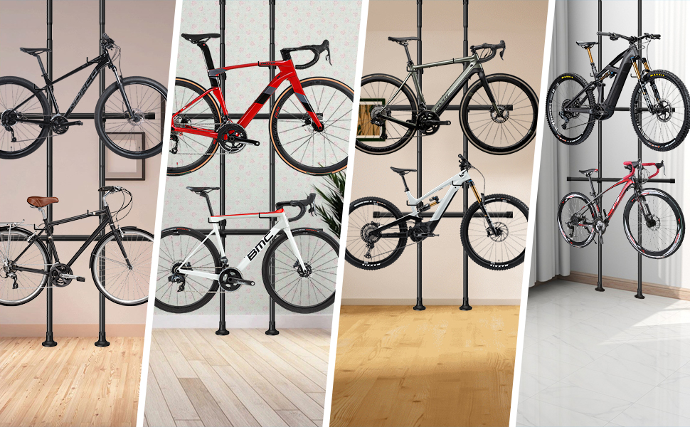 Amazon.com: Aeaskiey Bike Storage Rake, 2 Bike Rack Garage Storage No Drilling, Heavy Duty Floor ...