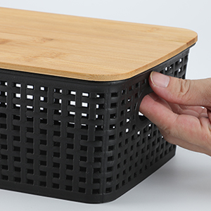 Amazon.com - AREYZIN Storage Bins with Bamboo Lids Set of 6 Lidded ...