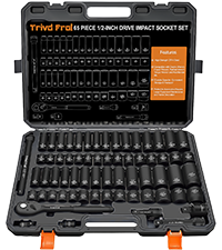 Impact Socket Wrench Set 1/2" Drive - Trivd Frol 65pcs Impact Socket Set Metric and Standard ...