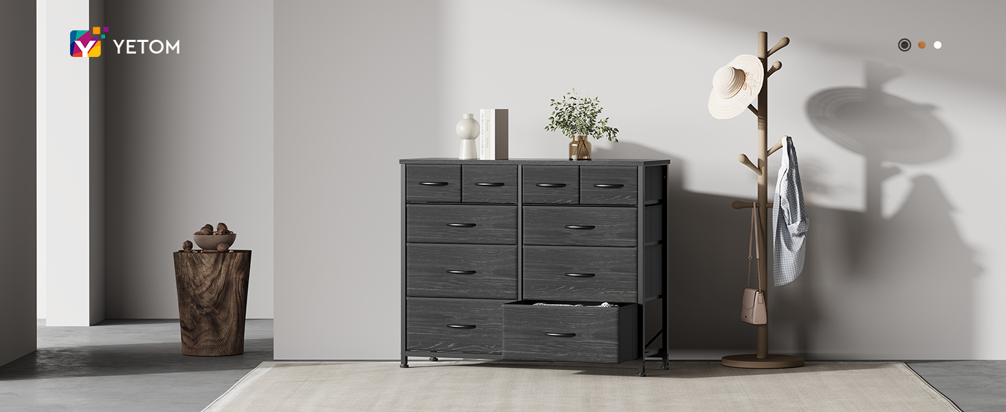 Amazon｜YeTom チェスト 箪笥 服 収納 衣装ケース 洋服タンス たんす 100*29.8*80.5cm 衣類収納 引き出し付き おしゃれ 収納ケース 4段10杯 衣柜 グレー ...