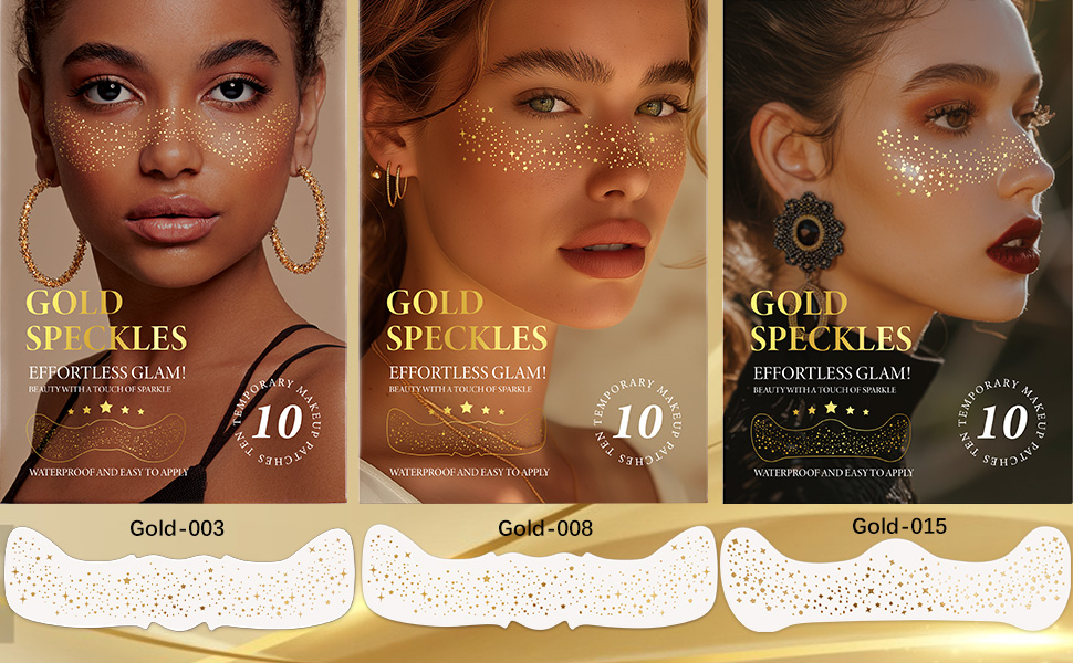 Amazon.com : Glitter Freckles Face Tattoo, 10 Pcs Glitter Freckles, Gold Face Glitter Makeup ...