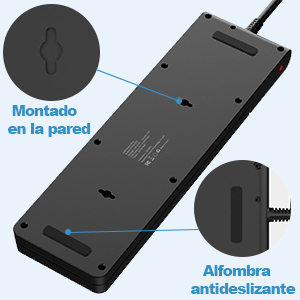 NVEESHOX Regleta Multicontacto, Multicontacto Pared Conector Multiple con 12 Tomas y 4 USB-A ...