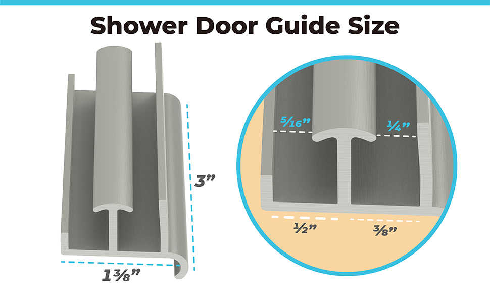 Amazon.com: PalpitateC Gray Sliding Shower Door Bottom Guide fits for Sliding Shower Doors, 1-3/ ...