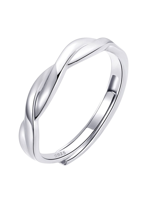 Sterling Silver Adjustable Ring S925 Silver Rings for Women Cubic Zirconia Twist Love Knot ...