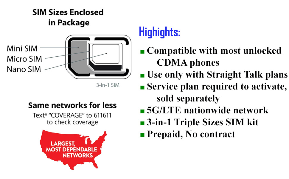 Amazon.com: Keep Your Own Phone CDMA SIM Card Kit (KYOP) for Straight Talk, Verizon Compatible ...