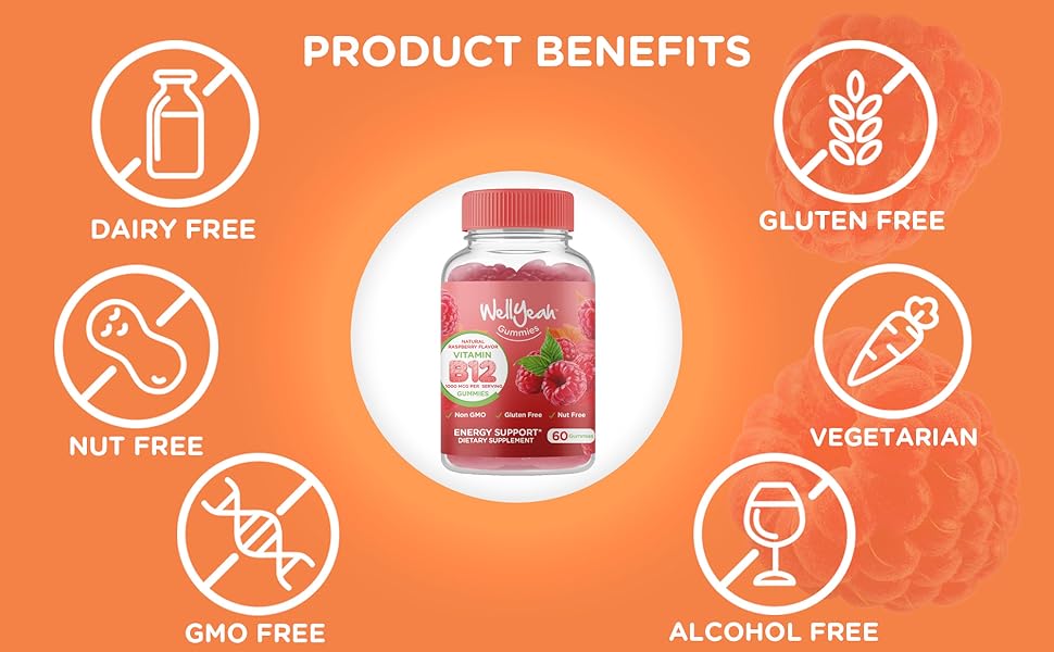 Amazon.com: WellYeah Vitamin B12 1000mcg Gummies - for Energy, Mood ...