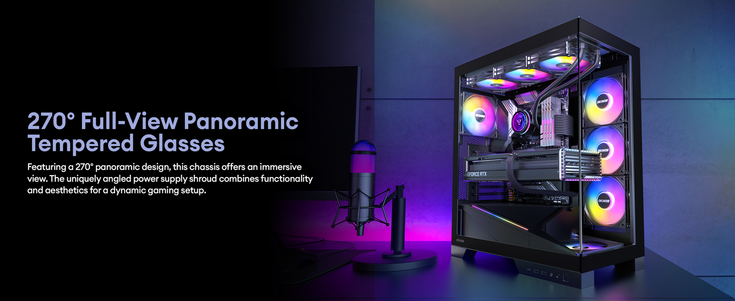 Amazon.com: Okinos Aqua 9, ATX PC Case, 5 × 120mm ARGB PWM Fan Pre-Installed, Support Top & Side ...