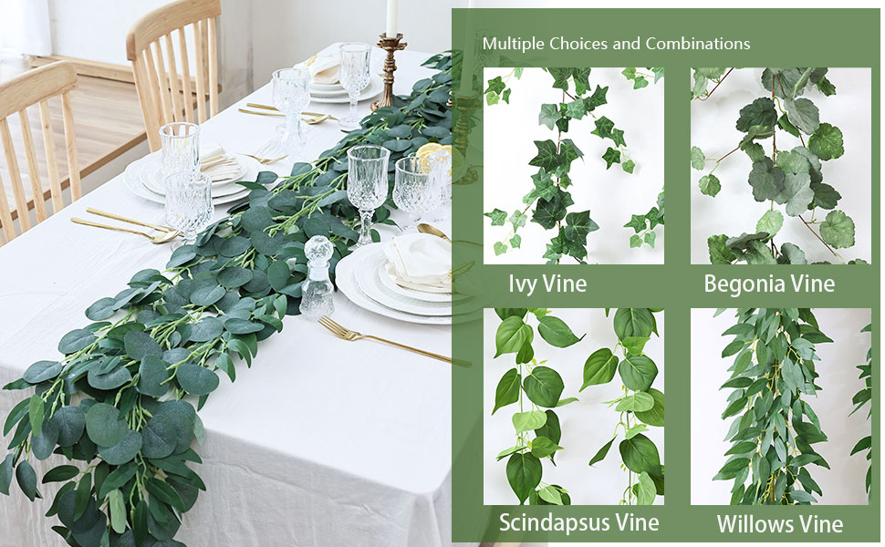 Amazon.com: mizii 2 Strands Artificial Vines Eucalyptus Garland 79" Fake Vine with Silk Green ...