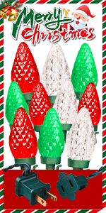 Amazon.com: Multi Color C9 Big Bulbs Classic Christmas Lights 50 LED ...