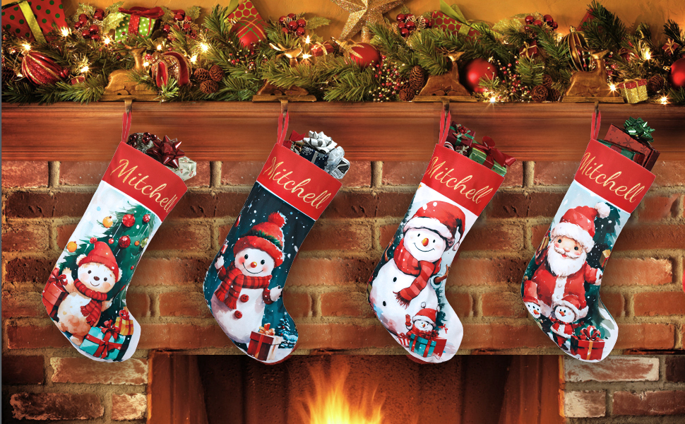 Amazon.com: Personalized Christmas Stockings with Names Set of 2 ...