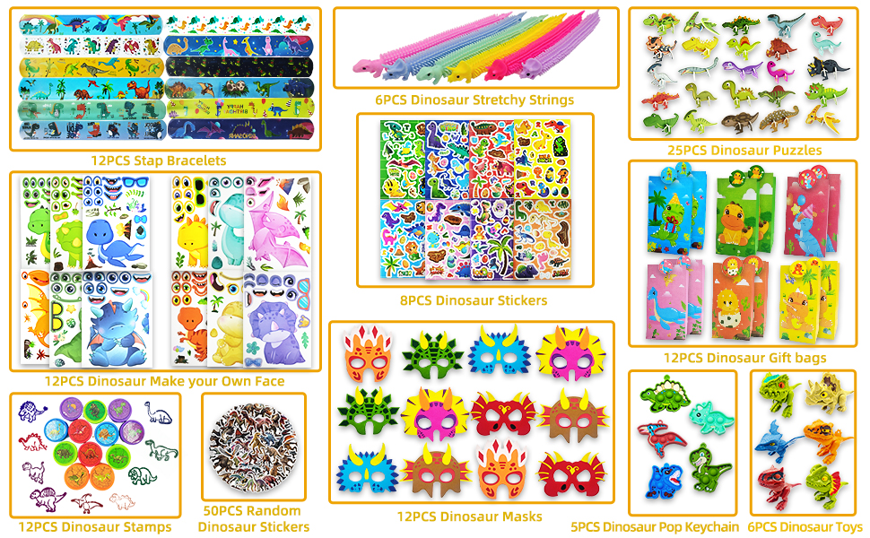 Amazon.com: 172PCS Dinosaur Party Favors - Dinosaur Birthday Party Supplies & Goodie Bags for ...