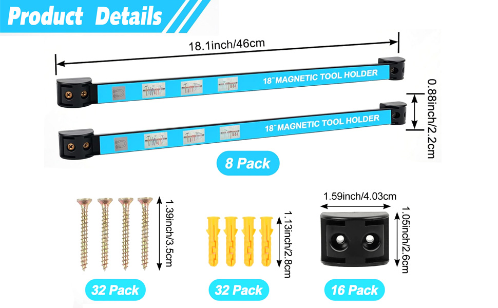 Amazon.com: cozypony 8 PCS Magnetic Tool Holder Strip,Tool Magnet Bar for Garage Organization ...