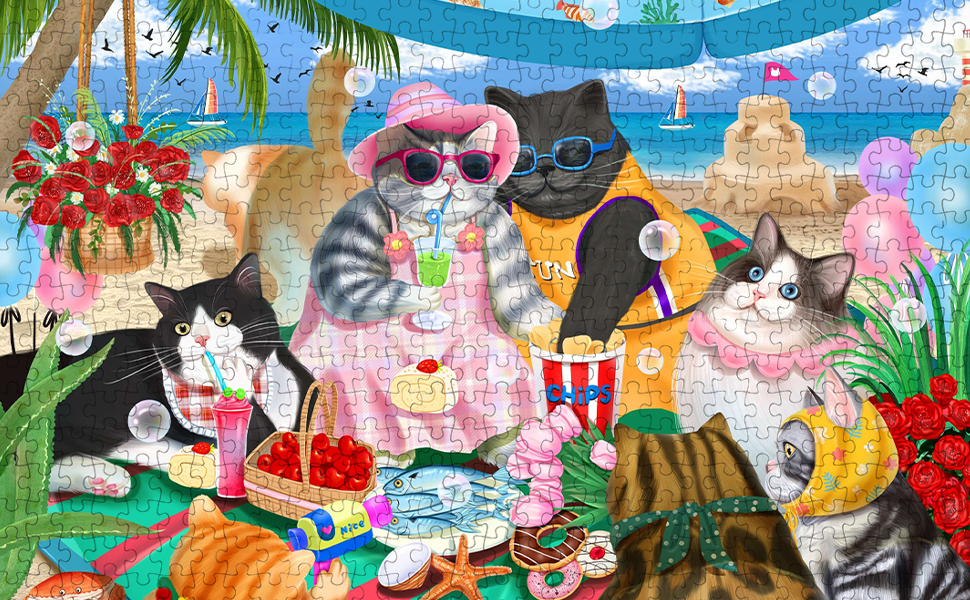 Amazon.com: Hicfen 500 Piece Cat Puzzles for Adults, Funny Puzzle 500 ...