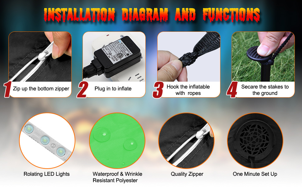 Amazon.com: 12FT Halloween Inflatables Spider Outdoor Decorations, Giant Blow Up Spider with ...