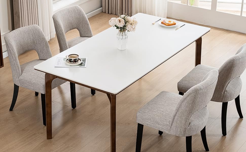 Amazon.com - VKNOW Wooden Dining Chairs Set of 2, Modern Fabric Upholstered Dining Room Chair ...