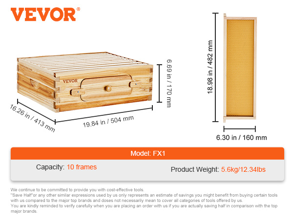 Mua 10 Frame Medium Super Bee Hive Box, Bee Box Dipped in 100% Beeswax, Langstroth Beehive Kit ...