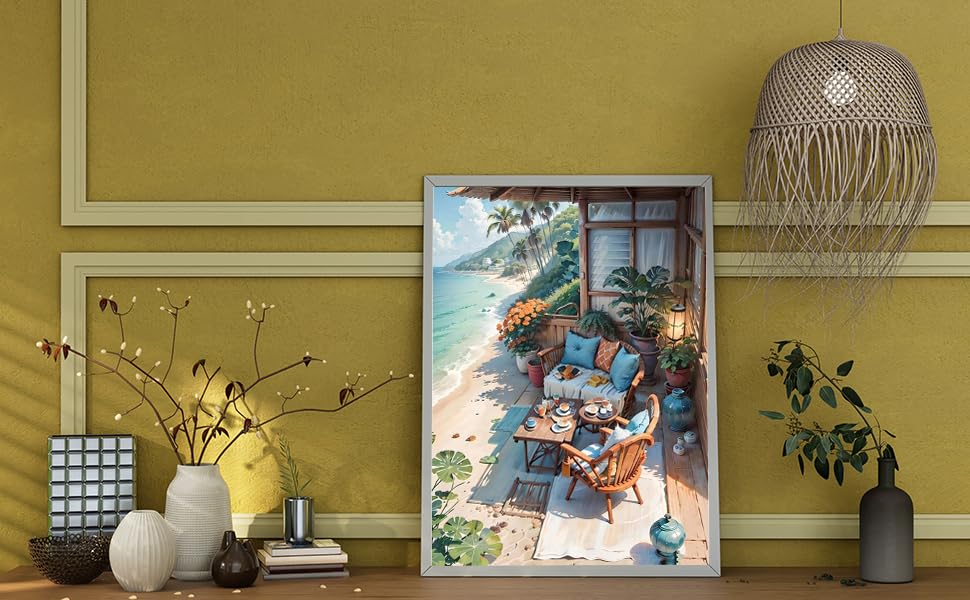 Aapxi Malen nach Zahlen Erwachsene Landschaft am Meer DIY Öl Malen nach Zahlen Kits auf Leinwand ...