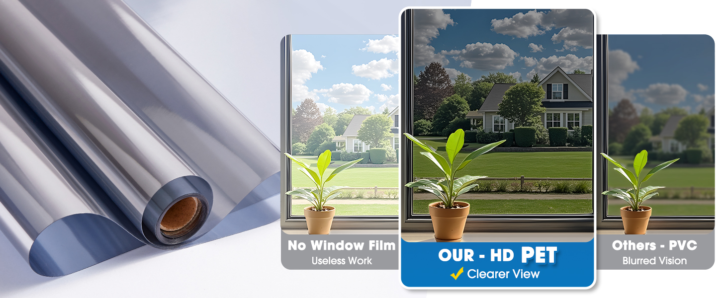 Amazon.com: Coavas One Way Privacy Window Film with Tools, Reflective Mirror Window Film See Out ...