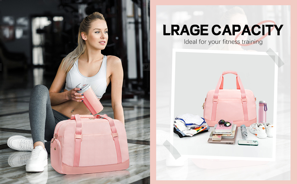 Gym Bags for Women Sport Duffle Workout Bag with Shoe Compartment and Dry Wet Pocket Womens Gym ...