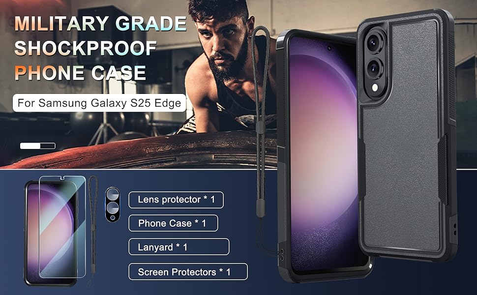 Amazon.com: RMOCR Case for Samsung Galaxy S25 Edge, Full Body Heavy Duty Rugged Shockproof ...
