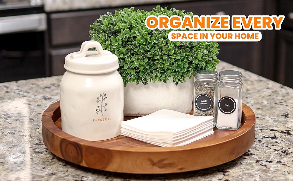 Amazon.com - TIDITA 10" Acacia Lazy Susan Organizer for Cabinet - Wood ...