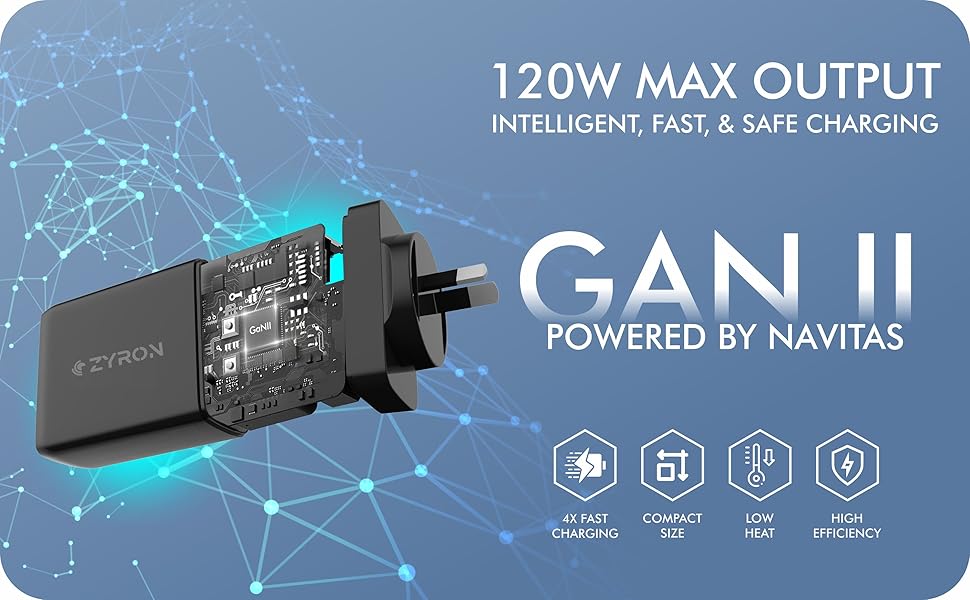 Zyron POWASTONE 120W GaN Charger with 100W USB-C Cable (White)– Zyron Tech