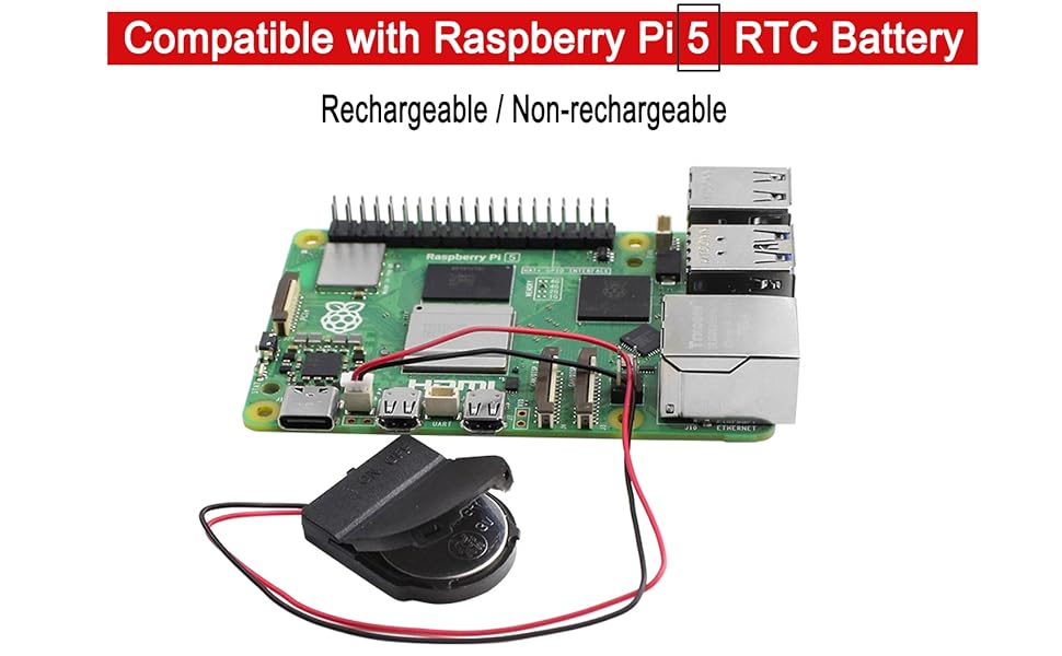 Amazon.com: 2PCS RTC Battery Case for Raspberry Pi 5 Real Time Clock ...