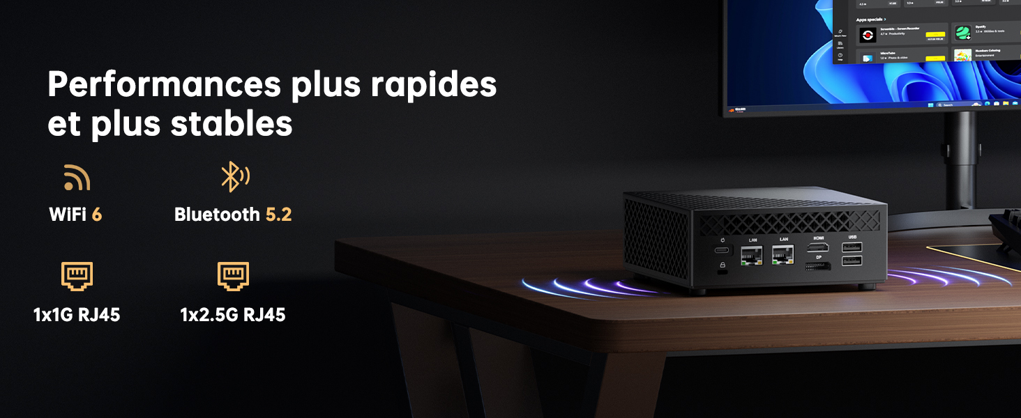 ACEMAGICIAN Mini PC, AMD Ryzen 7 5700U(8C/16T, jusqu'à 4,4 GHz), 32Go DDR4 512Go SSD Win 11Pro ...