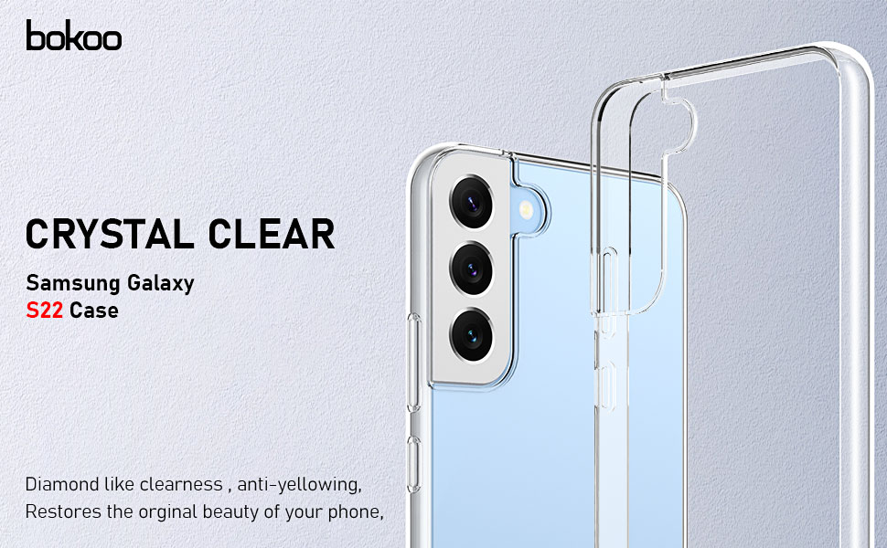 Amazon.com: bokoo Crystal Clear Samsung Galaxy S22 Case.Soft Slim Fit Transparent Plastic TPU ...