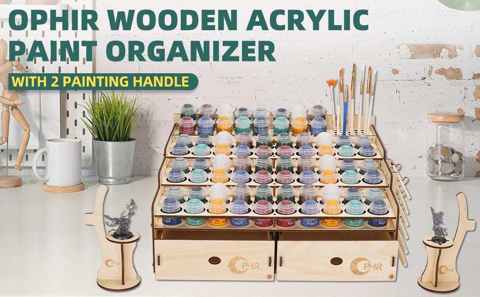Amazon.com: OPHIR Wooden Paint Organizer, Miniature Painting Storage Rack for 60 Acrylic Paint ...
