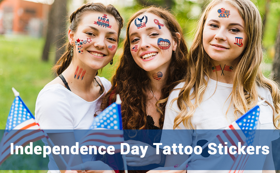 Amazon.com : 20 Sheets 4th of July Temporary Tattoos American Flag Tattoos Patriotic Fake Tattoo ...