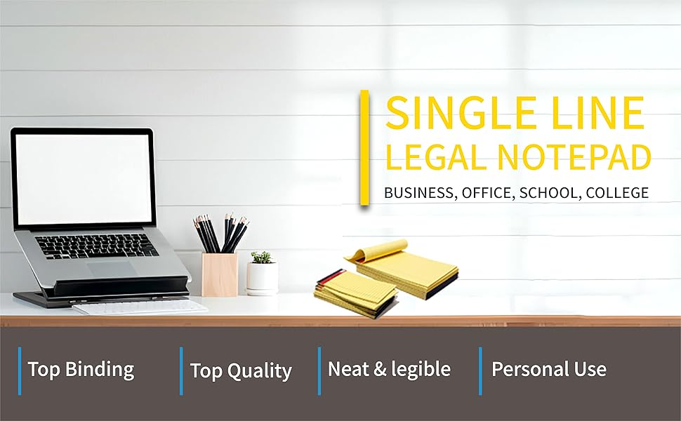 MARKQ Writing Pads Yellow, 10 Pack Single line Legal Notepad, A4 ...