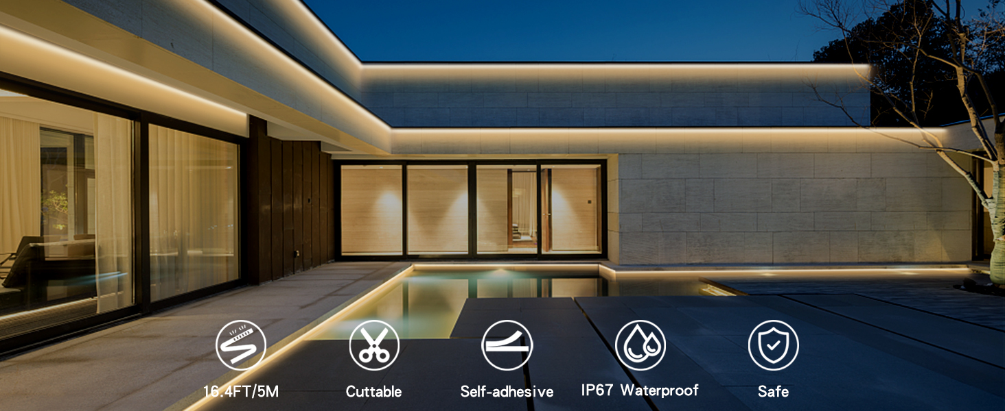 LLTOP COB LED Strip Lights Waterproof IP67 DC24v Warm White 3000K 16.4ft/5m High CRI 92Ra ...