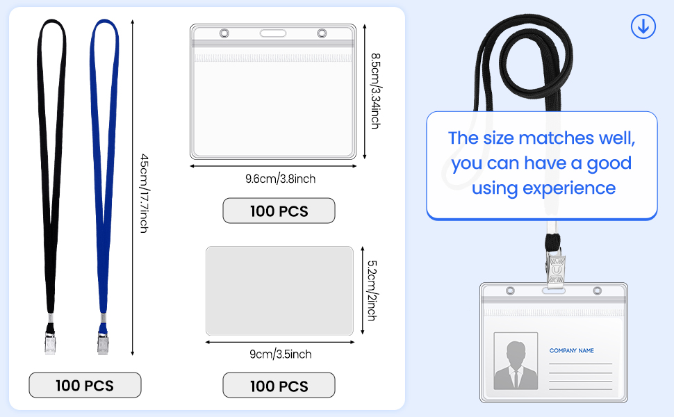 Amazon.com : 300 Pcs Plastic Name Badges with Lanyard Name Tag Reusable ...