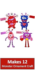Amazon.com: Valentines Monster Craft Ornament (12 Pack) Foam Valentines ...