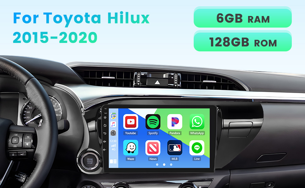 Amazon.com: 2024 New 8 Cores Android 13 Stereo for Toyota Hilux 2015-2020 with 6G+128G, 10.1 ...