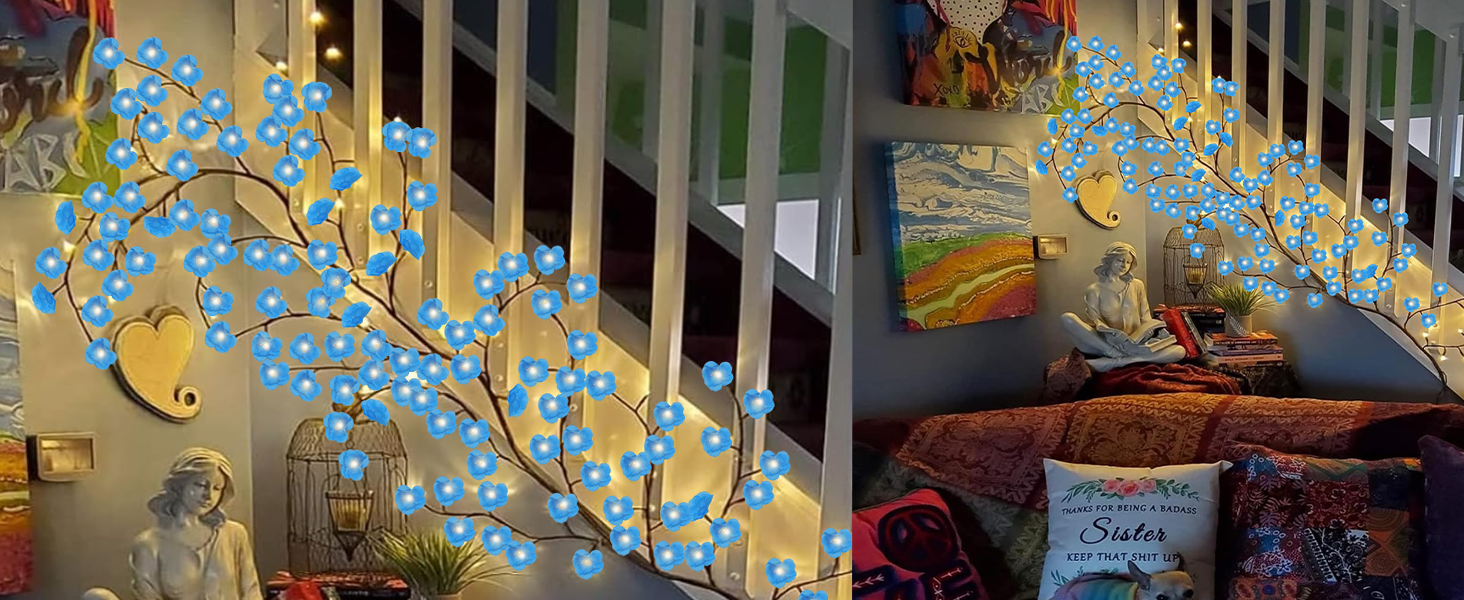 Amazon.com: Cherry Enchanted Willow Vine Lights, 7.55FT 144LED Blue Cherry Blossom Tree Branch ...