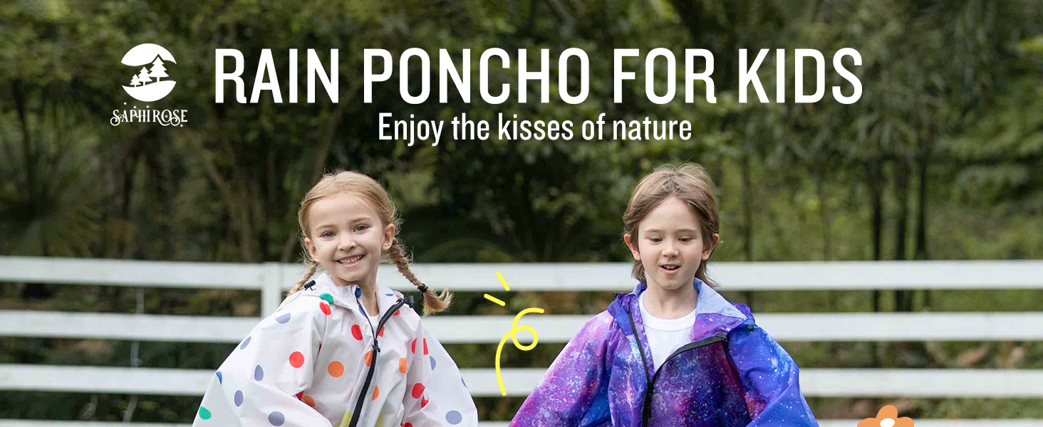 Amazon.com: SaphiRose Lightweight Kids Rain Poncho Waterproof Jacket Zipper Up Rain Coat ...