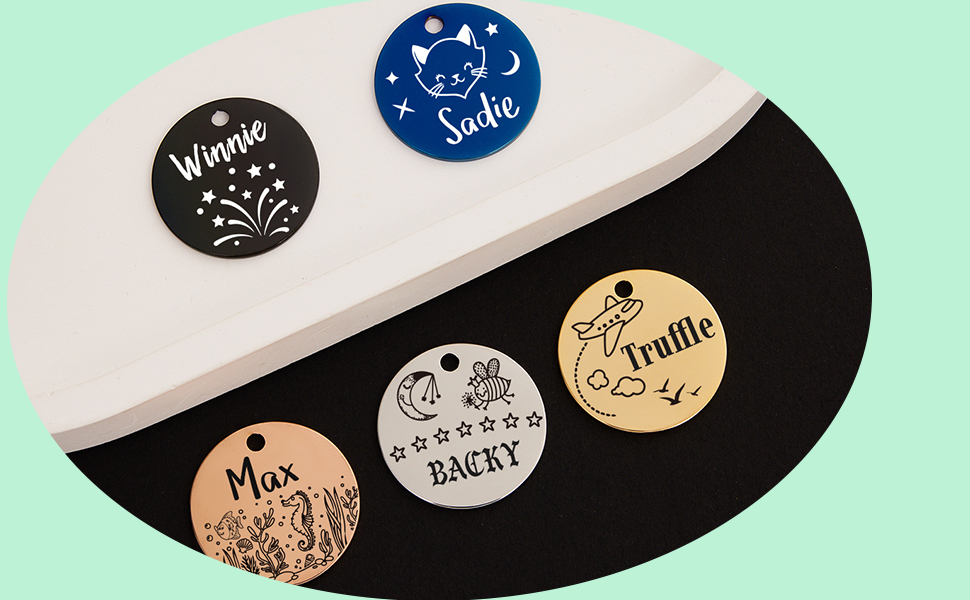 HAVEATAG Pet Name Tags,Stainless Steel Custom Carved Dog tag, Cute ...