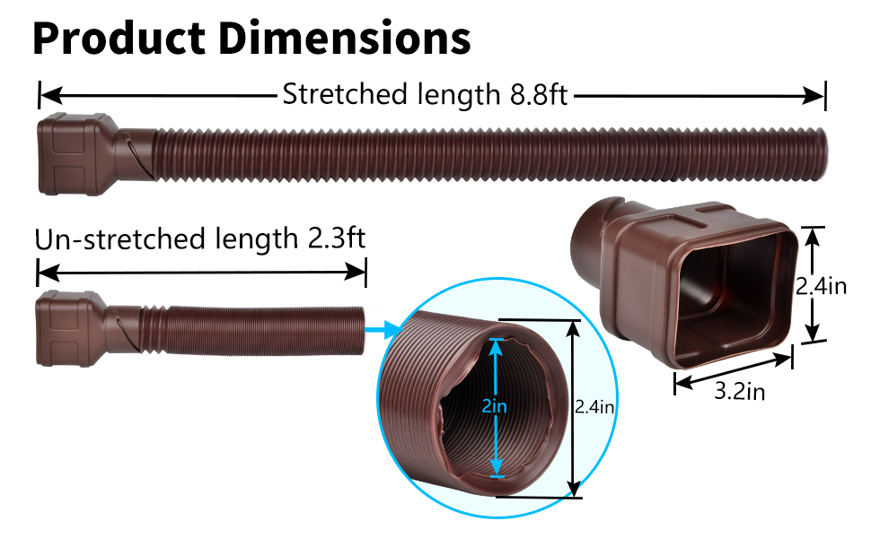 Amazon.com: Prestantious 8.5ft Long Gutter Downspout Extensions, 2" ID ...