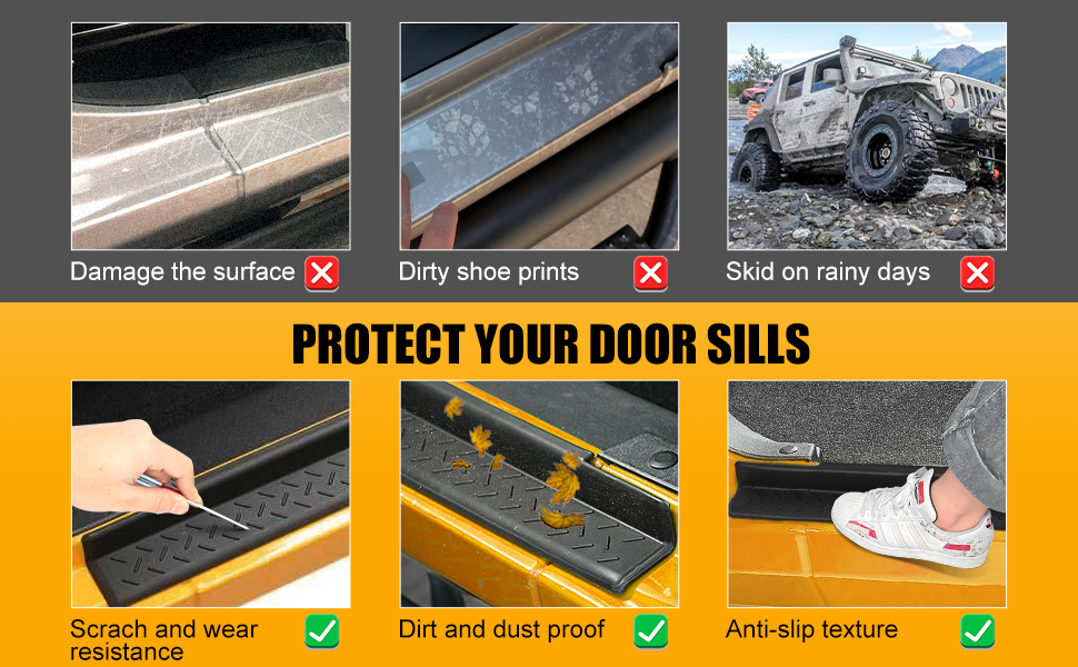 Amazon.com: CAFOPAR Door Sill Guards Kit, Black Rubber Door Entry Guards fit for 2007-2018 ...