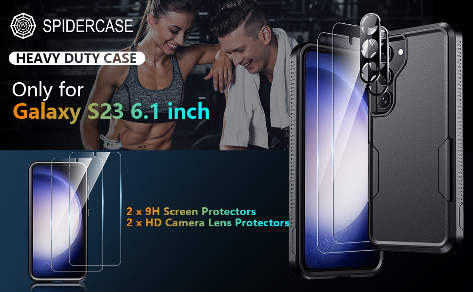 Amazon.com: SPIDERCASE Designed for Galaxy S23 Case, [10 FT Military Grade Drop Protection], 2 ...