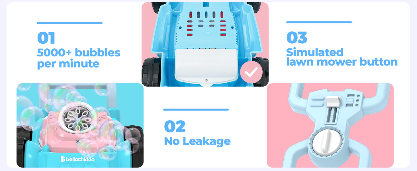 Amazon.com: BELLOCHIDDO Bubble Lawn Mower for Toddlers - Upgraded Automatic Bubble Mower ...