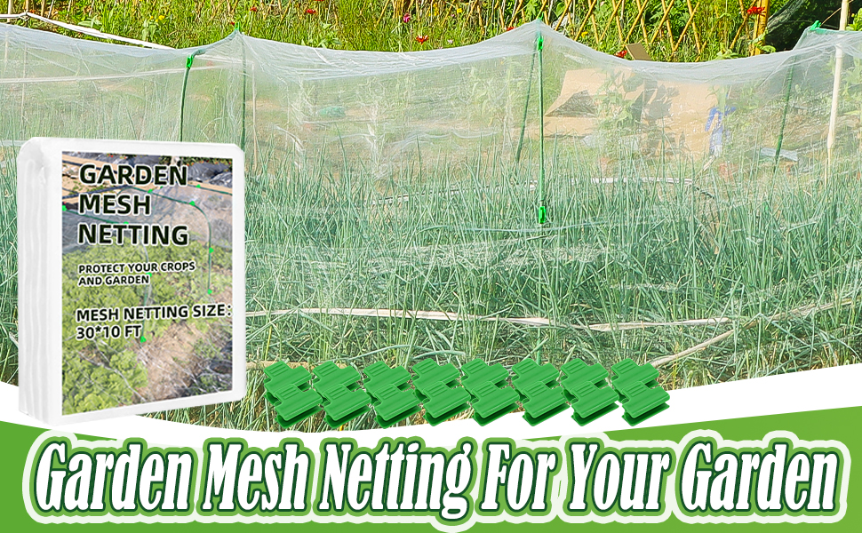 Amazon.com : Garden Netting Mesh, 10X30 FT Garden Netting with 16 Cilps & Ultra Fine Mesh Net ...
