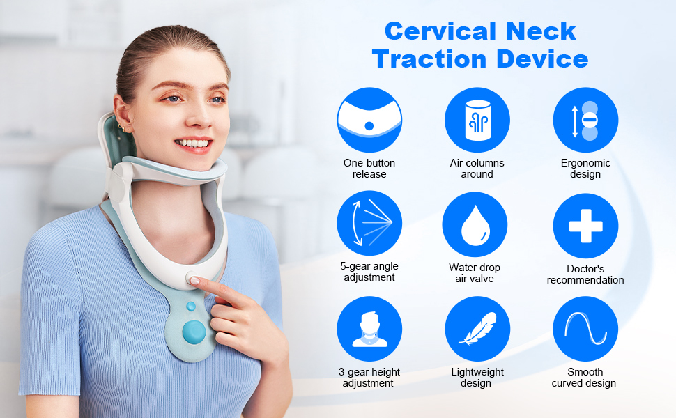 Amazon.com: RISURRY Cervical Neck Traction Device for Neck Pain and Support Adjustable Neck ...
