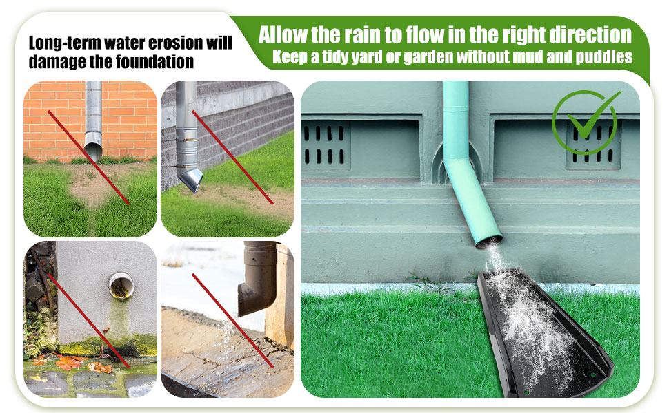 3 Pieces 24 Inch Downspout Splash Block Gutters Downspout Extensions ...