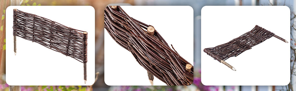 KADAX Palisade aus Weide, natürlicher Weidenzaun, handgemachter Weidenflechtzaun, Gartenzaun für ...